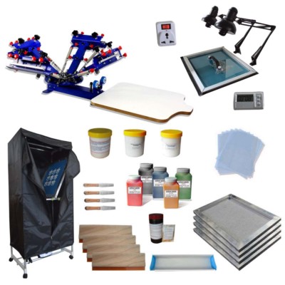 Adjustable 4 Color 1 Station Screen Printing Press Kit Drying Cabinet ...