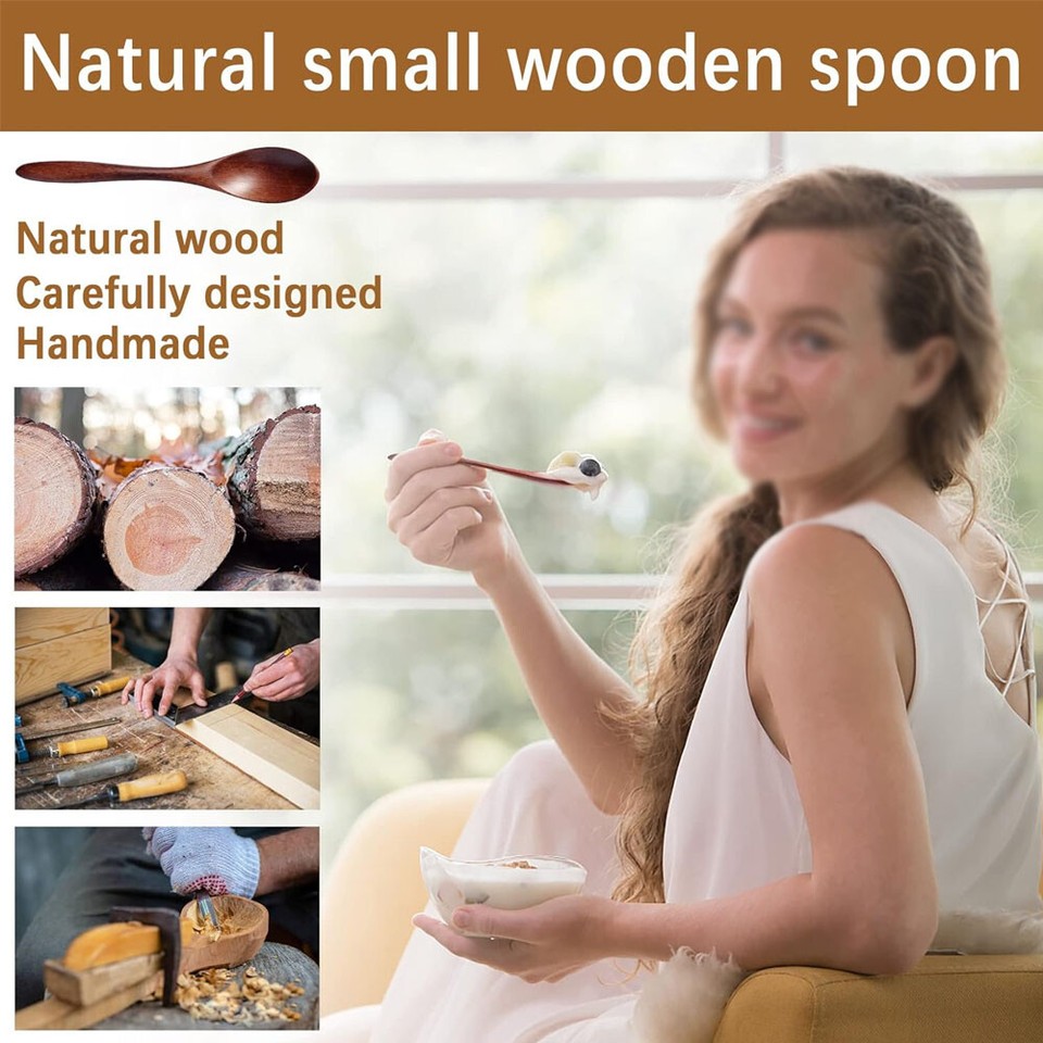 12/24/36/48Pcs Small Wooden Spoons 5.78" Honey Spoons for Tea Smooth ...