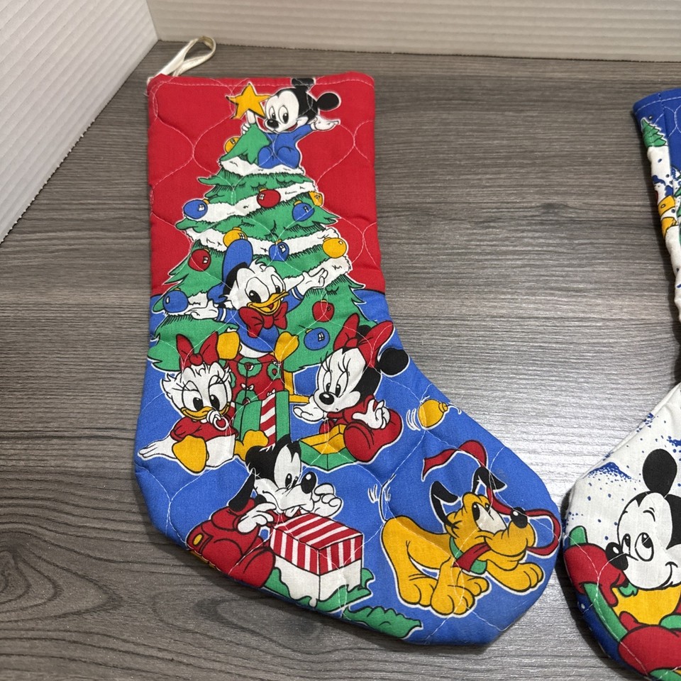 Lot Of 2 Disney MICKEY MOUSE & FRIENDS Quilted CHRISTMAS SLEIGH RIDE ...
