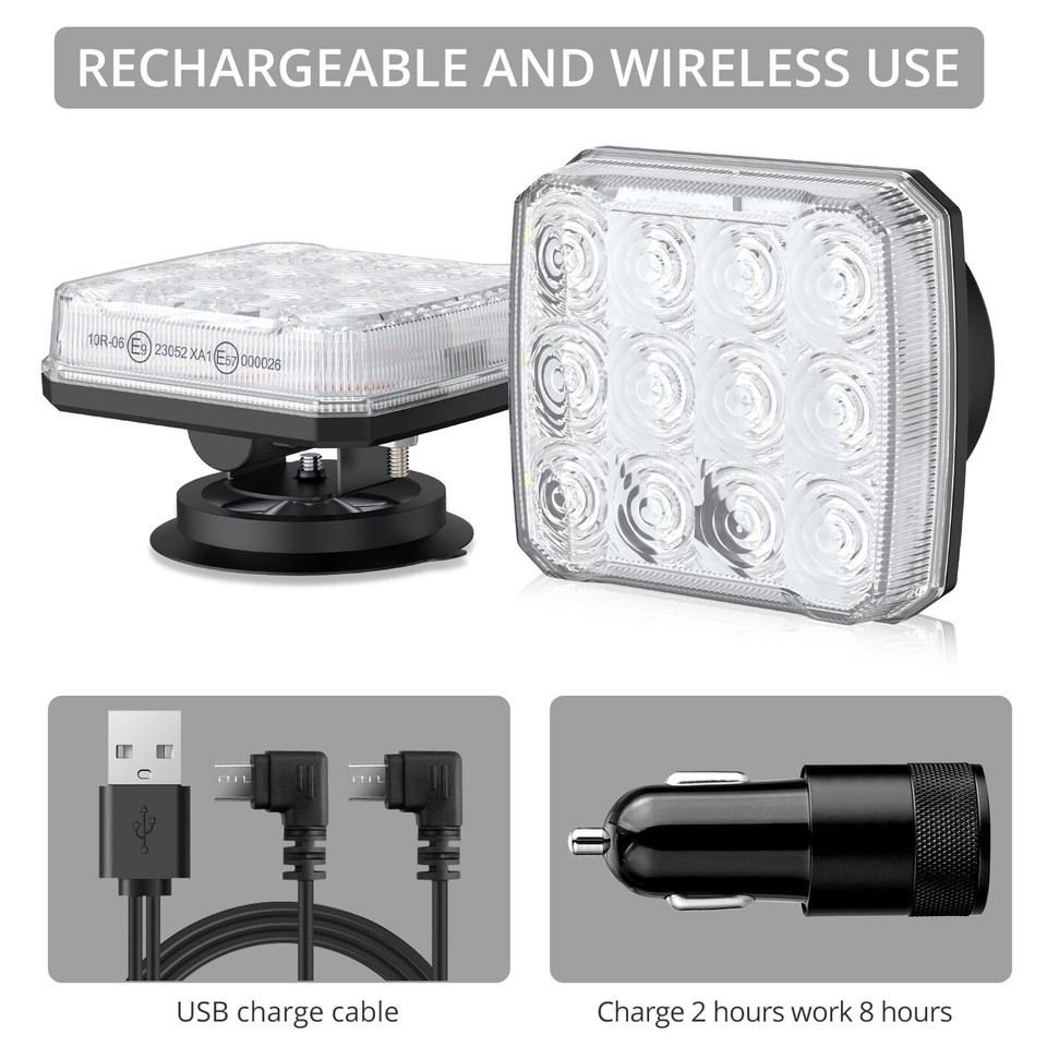 2X Magnetic Wireless Warning Strobe Beacon Light Emergency Flashing ...