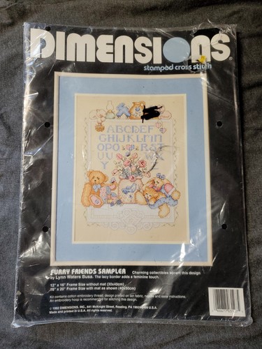 Dimensions Stamped Cross Stitch Furry Friends Sampler Vintage 1992 | eBay