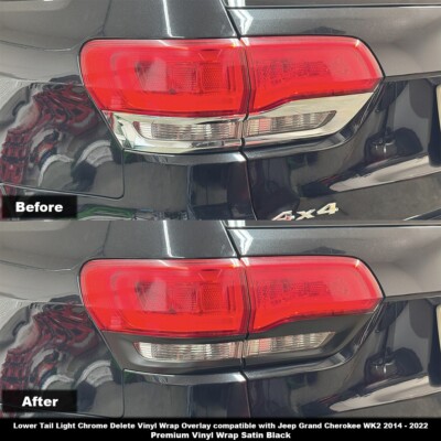 Lower Tail Light Chrome Blackout Vinyl Wrap Satin Black for Jeep GC 14 ...