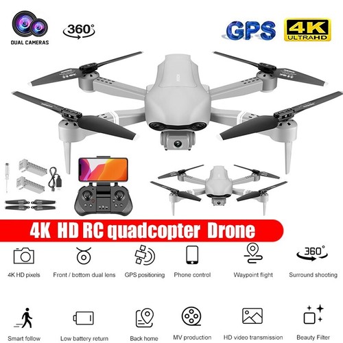4DRC F3 Quad air Drone GPS 4k HD Wide Angle Dual Camera WIFI FPV RC ...