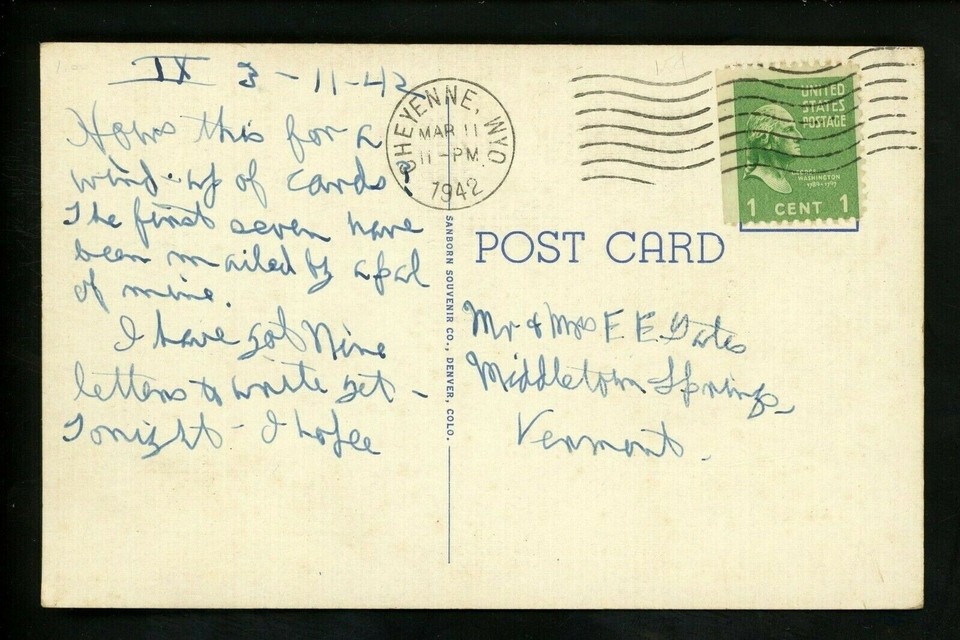 Poetry Poem Poet Postcard State Wyoming WY In Wyoming Sanborn Linen ...