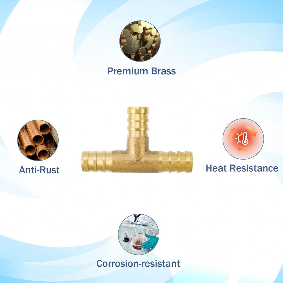 Antrader 3/8" Tee Brass Hose Barb Fitting, 3-Way PEX Pipe 3/8 Inch, | eBay