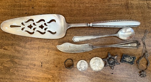 STERLING SILVER 925 Jewelry, flatware, COINS for scrap 90 grams ( plus ...