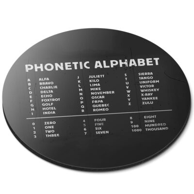 Round Mouse Mat Black Phonetic Alphabet #50284 | eBay UK