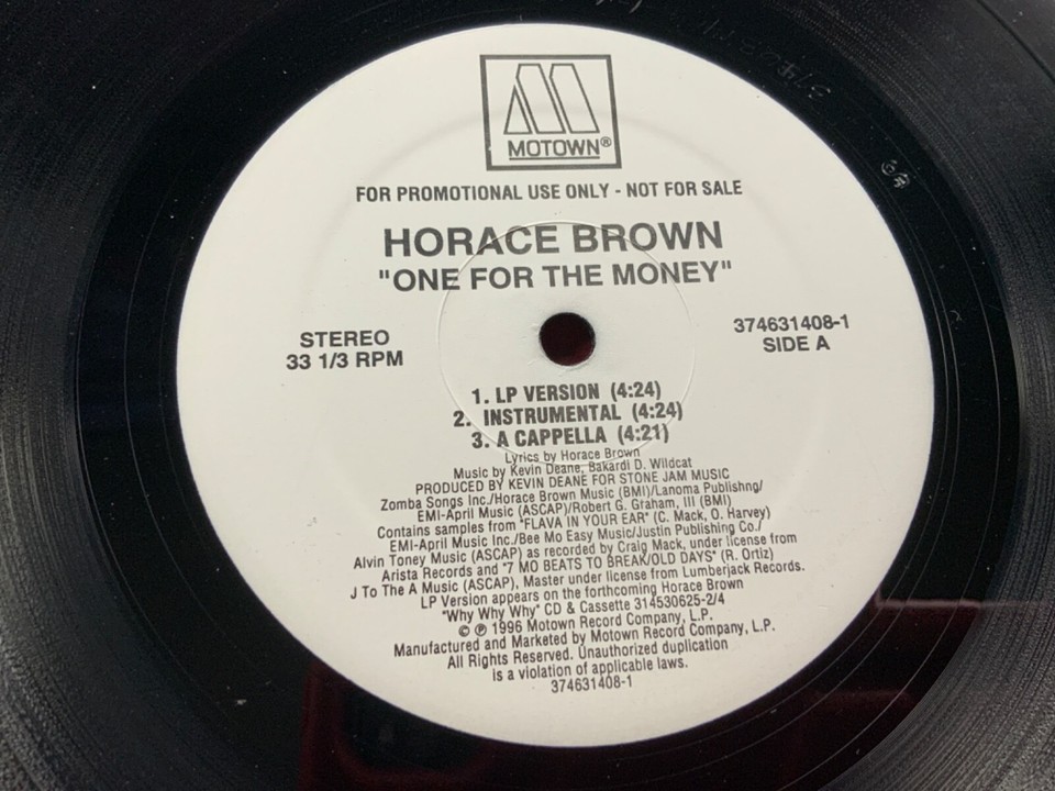 I5-3 HORACE BROWN One For The Money - 12” SINGLE - WHITE LABEL PROMO ...