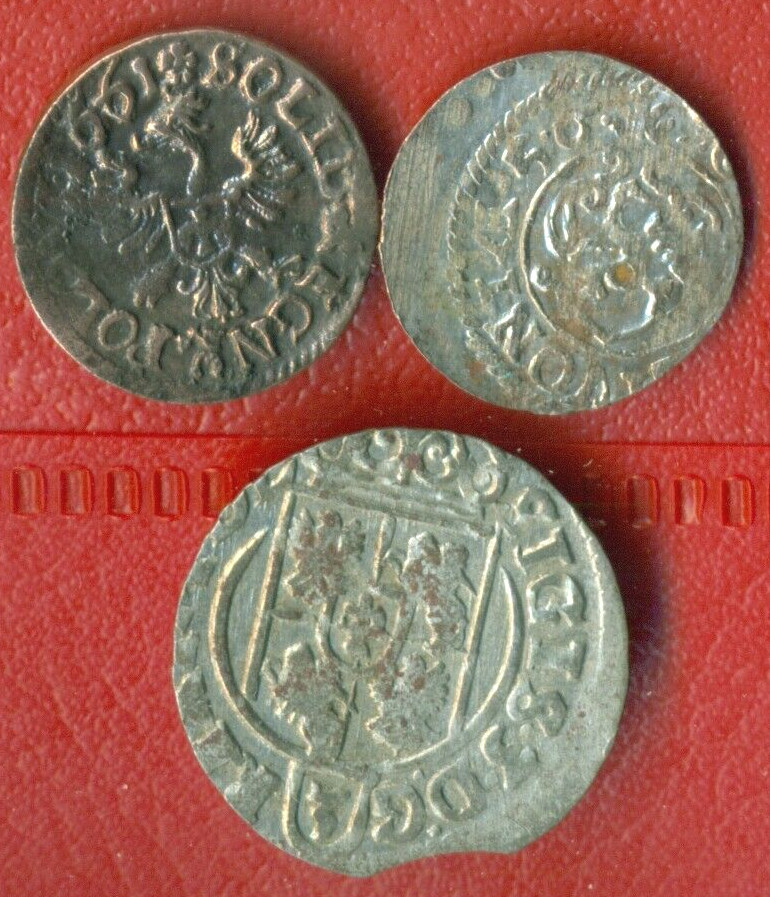 Poland Lithuania Russia Riga Golden Horda ca 1623-1655-1663 LOT of 3 ...