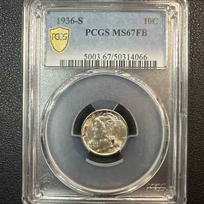 1936 S Mercury Dime PCGS MS67FB! SEE STORE WW1- WW2 MEDALS STERLING ...