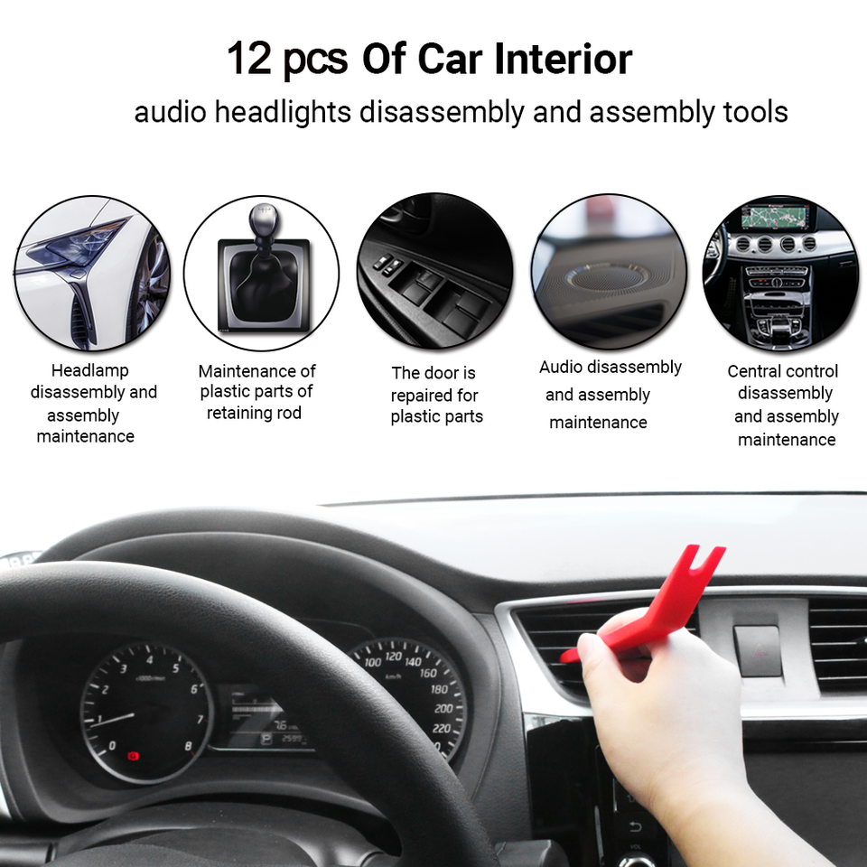 12Pcs Trim Removal Pry Tool Set for Car Radio Panel Door Dash Clip ...