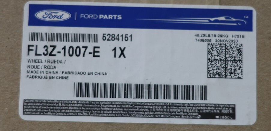 NEW OEM Ford 20"x8.5" Gray 6-Spoke Alloy Wheel Rim FL3Z-1007-E Ford F ...