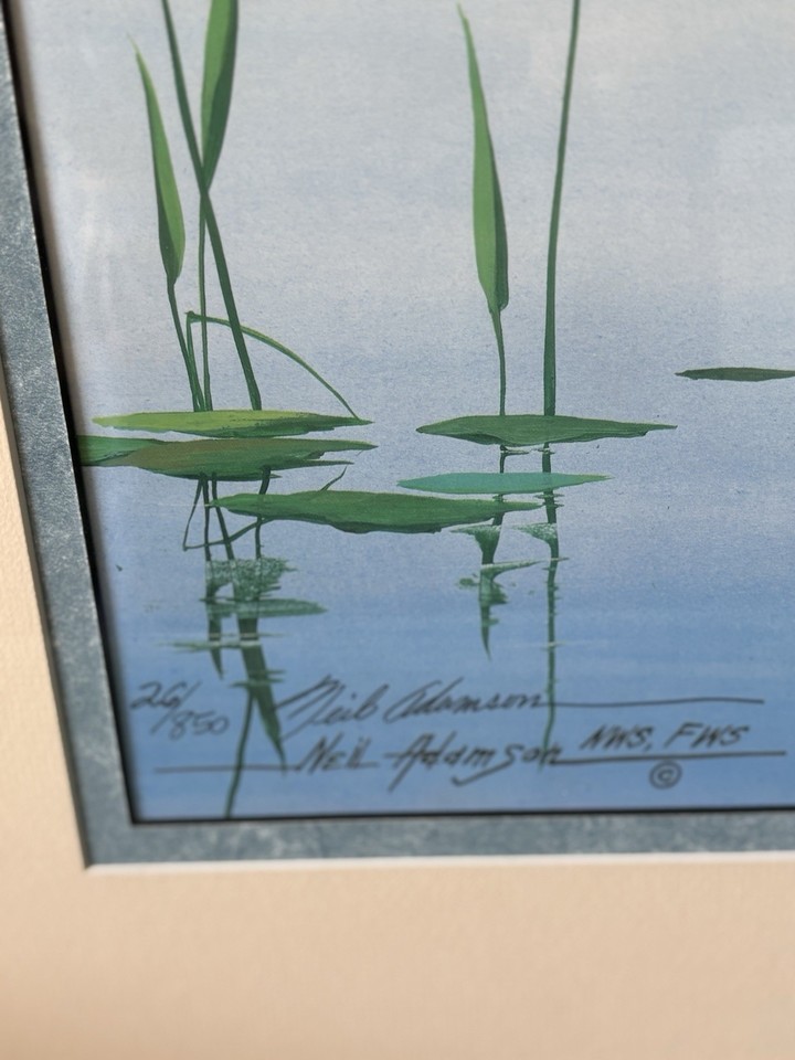 Neil Adamson Marsh Fisherman Blue Heron Signed Artist Numbered Framed ...