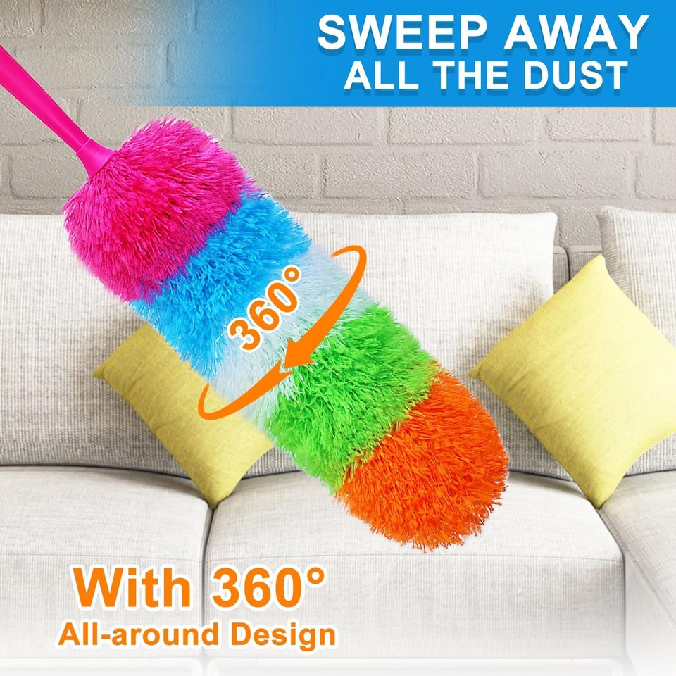 2 Pack Microfiber Hand Dusters,Reusable, Bendable and Washable, Feather ...