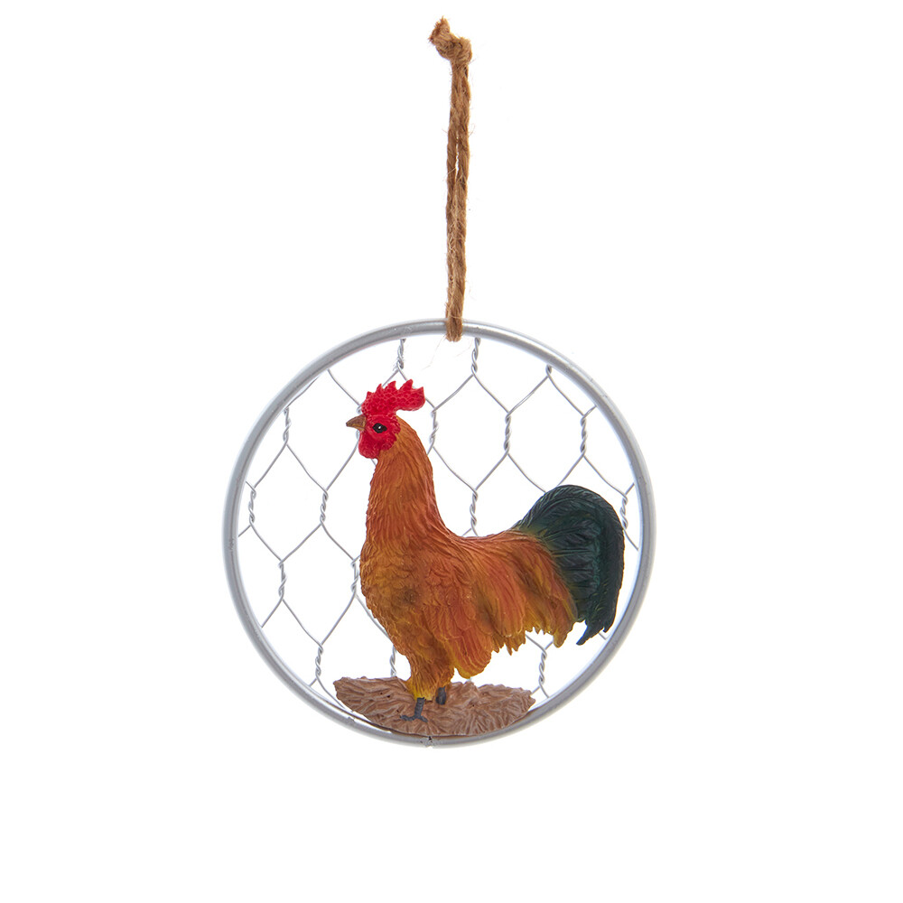 Chicken & Rooster on Wire Circle Ornaments | eBay