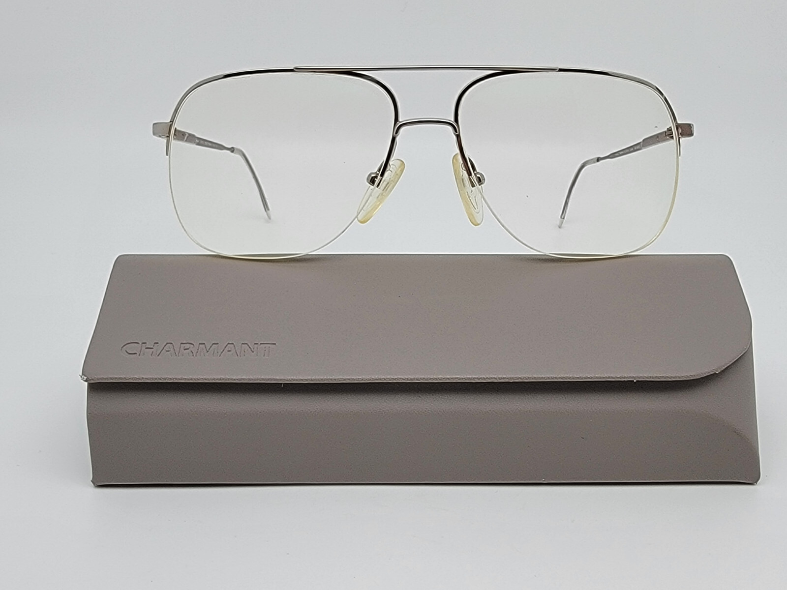 Charmant CH8104 Silver Titanium Semi Rimless Aviator Eyeglasses Frame ...