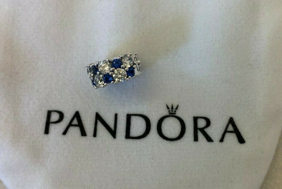 NEW 2020 PANDORA CLEAR & BLUE SPARKLING CLIP charm 799171c01 $55 Free ...