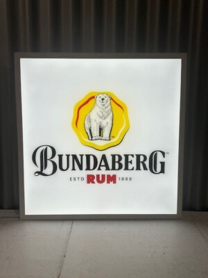 BUNDABERG RUM BUNDY HUGE LIGHT UP LED TIN SIGN BAR PUB 600 mm x 600 mm ...
