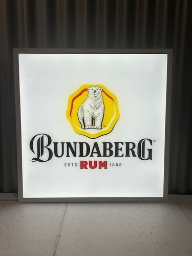 BUNDABERG RUM BUNDY HUGE LIGHT UP LED TIN SIGN BAR PUB 600 mm x 600 mm ...