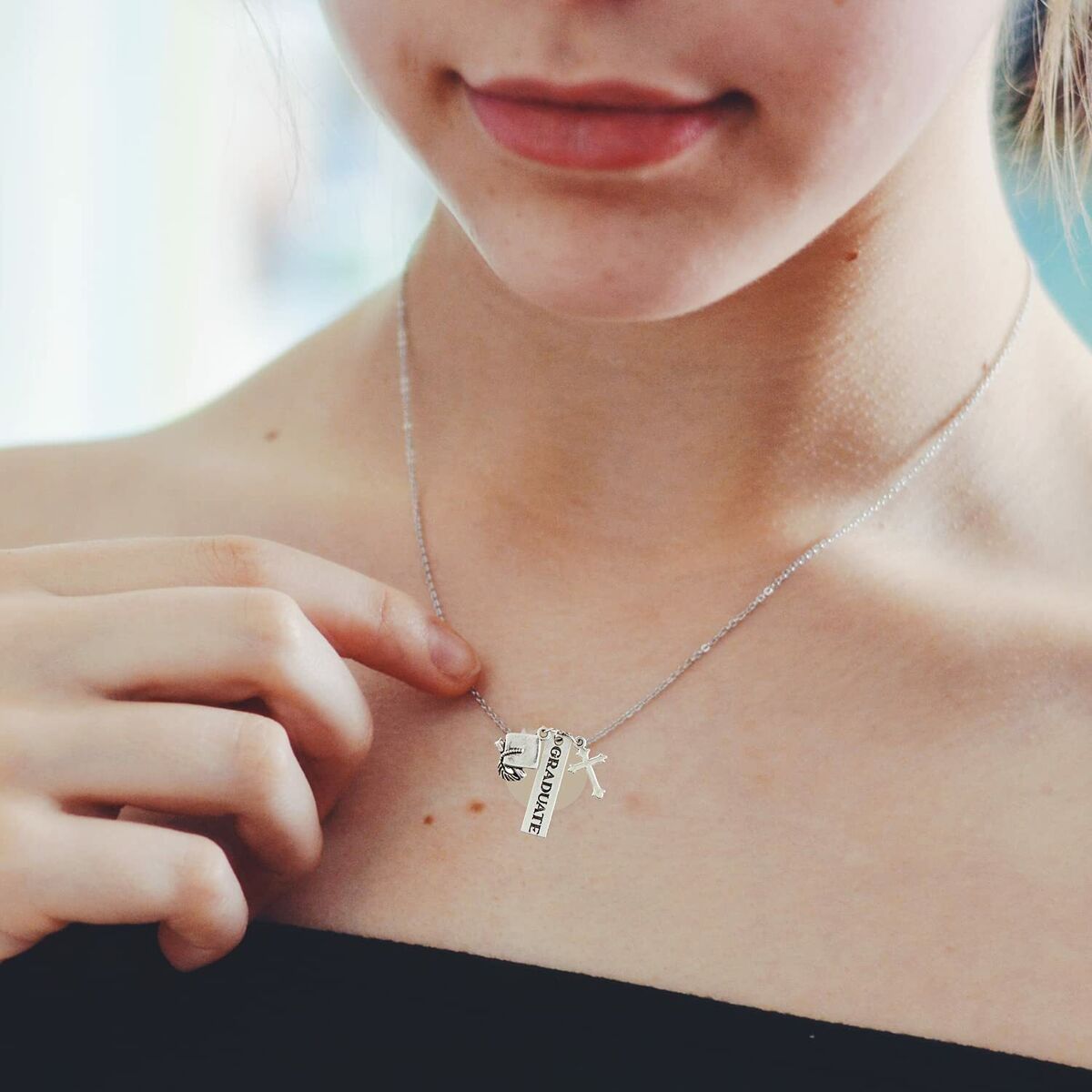 Graduation Cap With Cross Charm