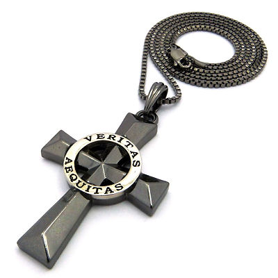 NEW VERITAS AEQUITAS CROSS BOONDOCK SAINTS PENDANT CHARM 30" BOX CHAIN ...