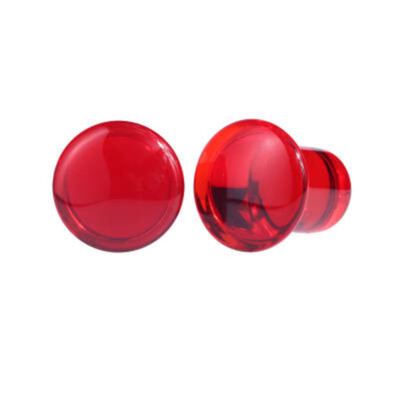 Pairs of Red Glass Single Flare Plugs with O Rings Sizes 8GA-13/16 Inch ...