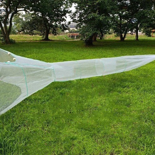 White Nylon Fishing Net Shrimp Cage Chain PVC Floats River Pond Fish ...