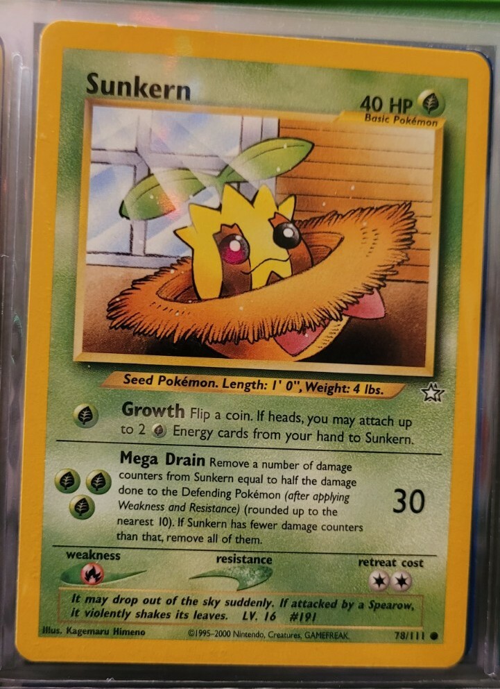 Pokemon Card Sunkern Neo Genesis 78/111 - Moderately Played Condition ...