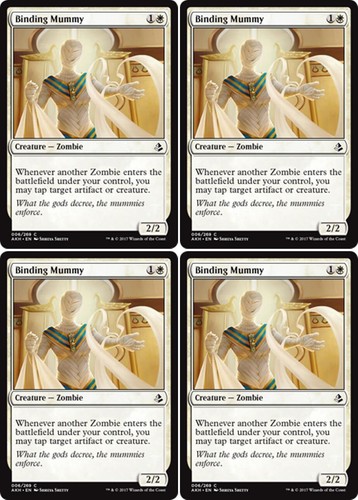 4x BINDING MUMMY Amonkhet MTG White Creature — Zombie Com | eBay