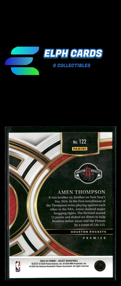 2023-24 Panini Select #122 Amen Thompson Blue Retail Premier | eBay