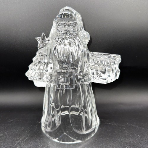 VNTG Holiday Elegance 24% Lead Crystal Santa Christmas Candle Stick ...
