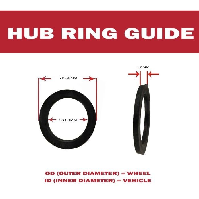 Set of 4 Hub Centric Ring OD to 56.1mm Hub ID Polycarbonate 72.56mm ...