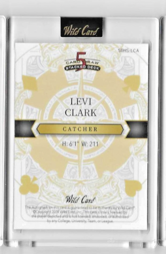 LEVI CLARK 2025 Wild Card 5 Draw Stacked Deck GOLD Cracked Ice AUTO #1/ ...