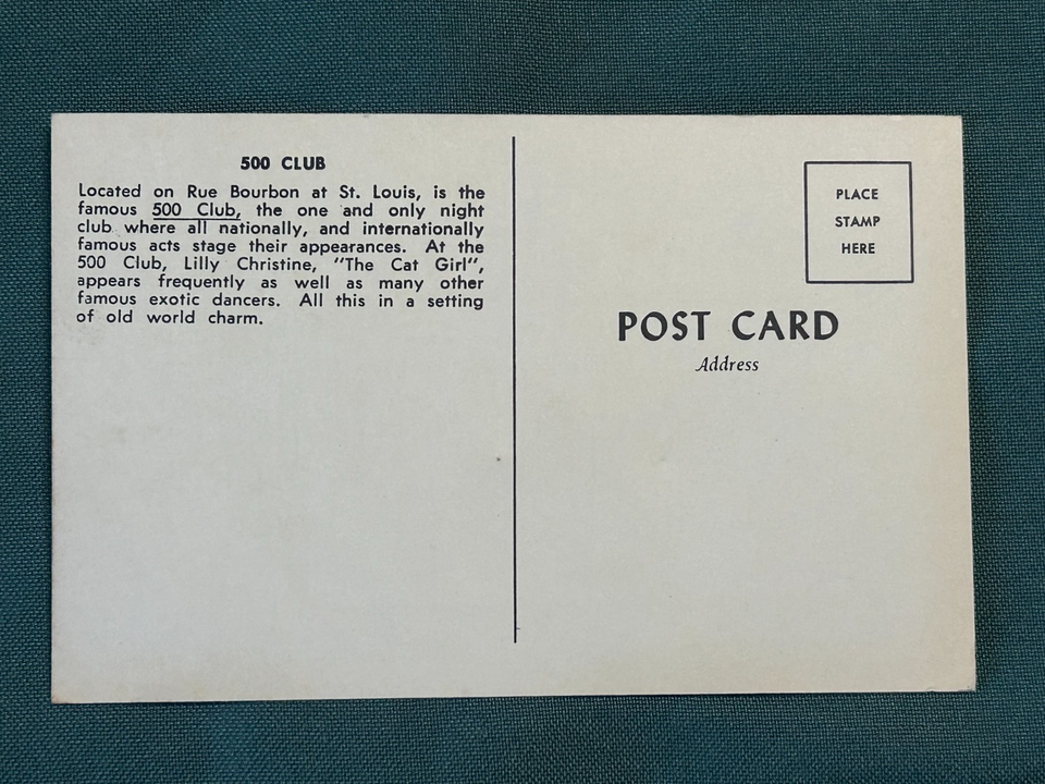 Vintage Postcard: New Orleans Bourbon 500 CLUB Exotic dancers | eBay