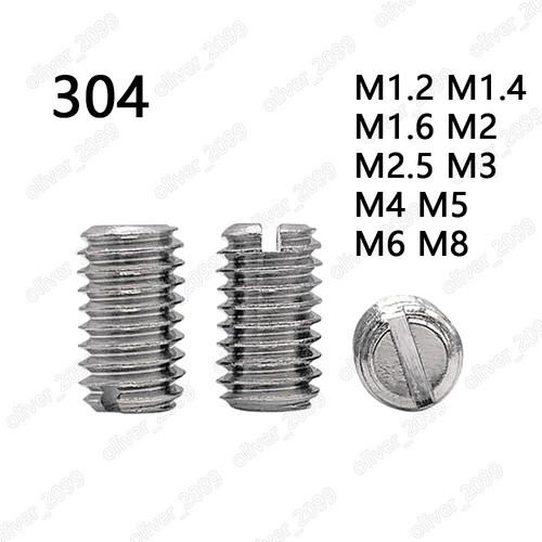 304 Stainless Steel Slotted Set Screws With Flat Point M1.2 M1.4 M1.6 ...