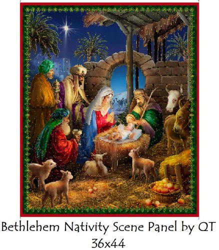 NewBorn King Nativity Scene Christmas Panel cotton Quilt fabric QT ...