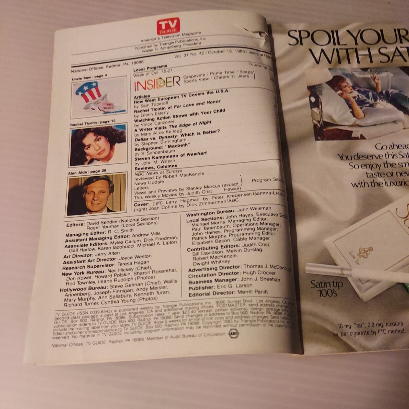 1983 October 15-21, TV GUIDE Magazine, Cover: "Larry Hagman & Joan ...