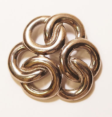 Six Interconnected Interlinked Silver Tone Rings Circles Brooch Pin | eBay