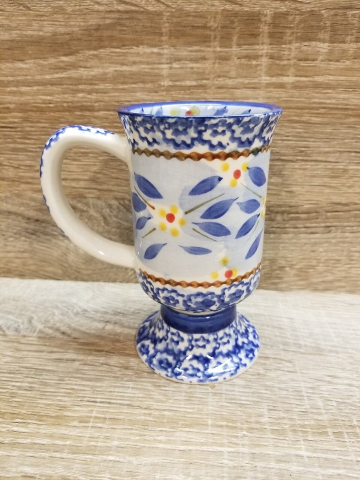 TEMPTATIONS by Tara Old World Blue Pedestal Tall Coffee Espresso ...