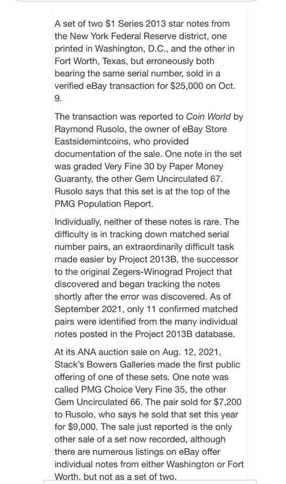 2013 $1 Dollar B Series STAR NOTE #04760415 DUPLICATED ERRORS MADE IN ...