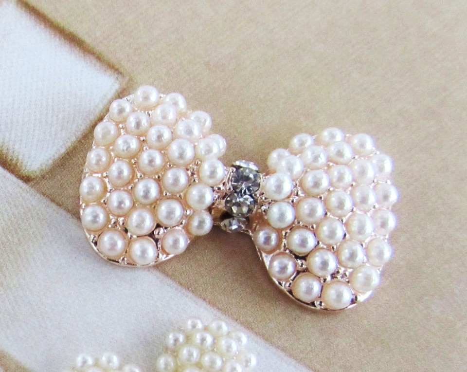 8 Pearl & Crystal Rhinestone Jewel Piece Craft/Accent/Bead/Princess E60 ...