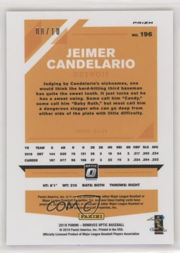 2019 Panini Donruss Optic Gold Prizm /10 Jeimer Candelario #196 | eBay