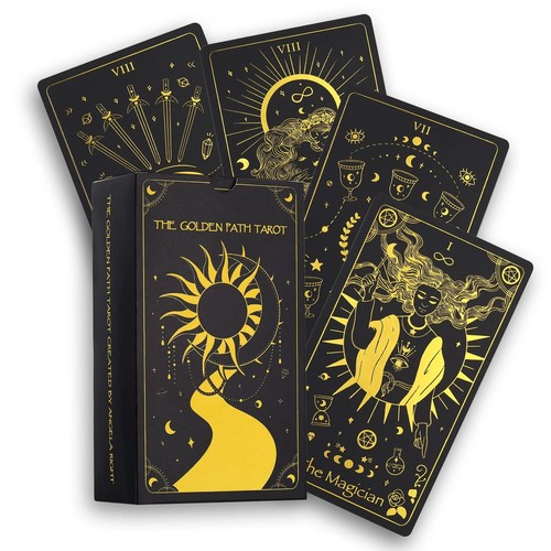 The Golden Path Tarot Deck Gold Foil Black Edition 78 Cards Full Deck ...