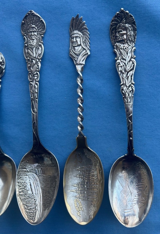 Set of 8 Sterling Silver Indian Native American Souvenir Collector ...