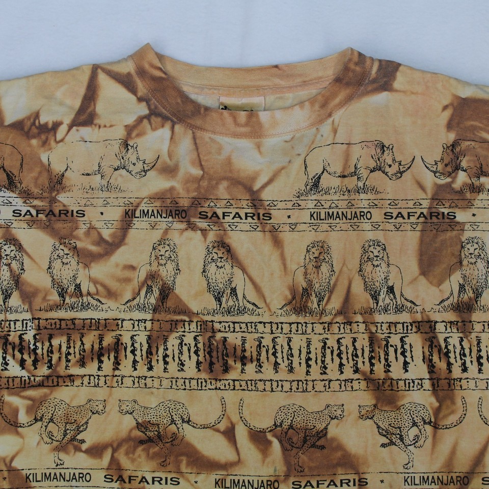 WALT DISNEY AOP Kilimanjaro Safaris Vtg 90s All Over Print T-SHIRT Men ...