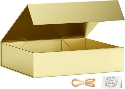 Valentine's Day Gift Boxes, Lids 11.5x7.8x3In Gold, Presents Magnetic ...