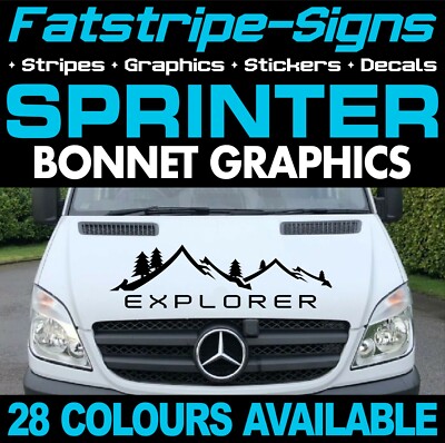 to fit MERCEDES SPRINTER EXPLORER MOUNTAINS CAMPER VAN BONNET STICKERS ...