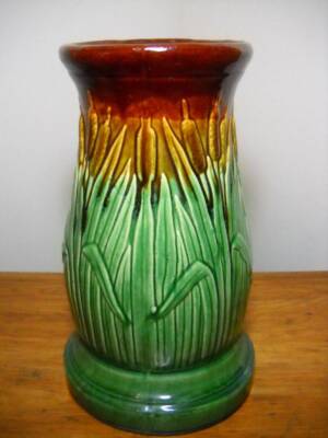 1930's Robinson Ransbottom Pottery Majolica Cattail Pattern Pedestal ...