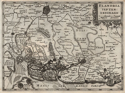 Belgio Fiandre Mappa Originale Janssonius Waesberge 1676 Set. | eBay