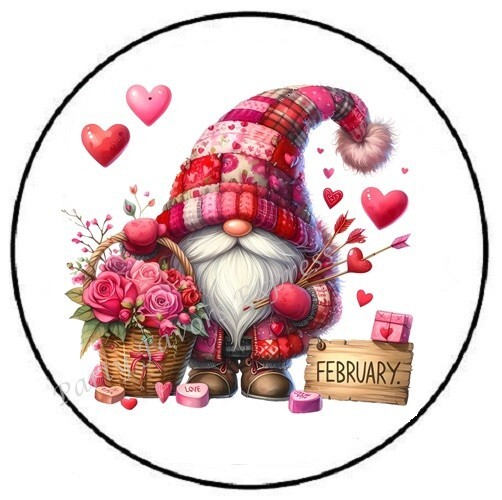 FEBRUARY GNOME MONTH VALENTINES DAY ENVELOPE SEALS LABELS STICKERS ...
